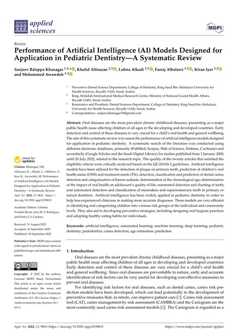 Pdf Performance Of Artificial Intelligence Ai Models Designed For