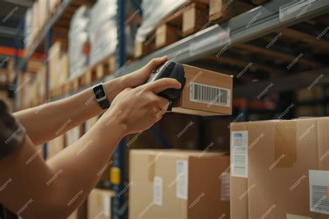 Premium Photo Worker Scanning Barcodes On Delivery Parcels In Warehouse