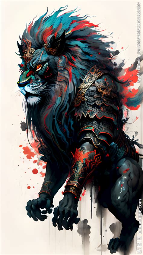 狮子插画设计图 绘画书法 文化艺术 设计图库 昵图网