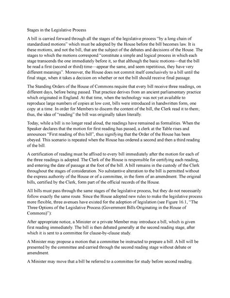 Legislation Notes To Read For Examination Stages In The Legislative