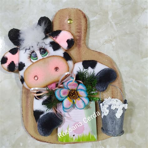 Decoração de Cozinha Tema Vaquinha em Feltro Moldes Porta Pano de