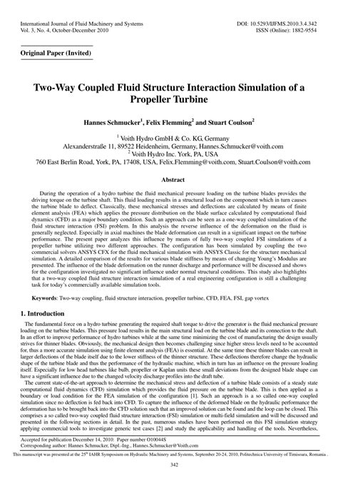 Pdf Two Way Coupled Fluid Structure Interaction Simulation Of A