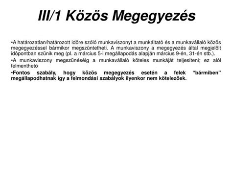 PPT A MUNKAVISZONY LÉTESÍTÉSE MÓDOSÍTÁSA ÉS MEGSZÜNTETÉS E PowerPoint Presentation ID