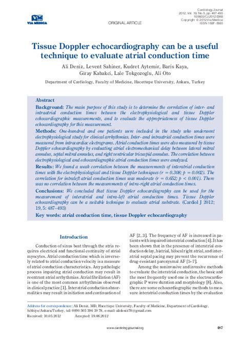 Pdf Tissue Doppler Echocardiography Can Be A Useful Technique To