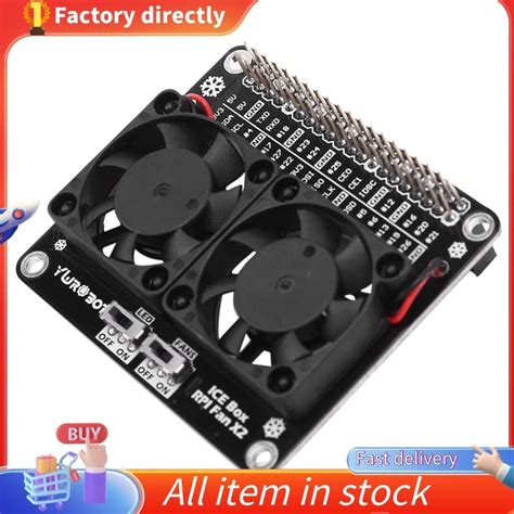 In Stock For Raspberry Pi 4 Model B Gpio Extenstion Board Cooling Fan With Led Light Dual Fan