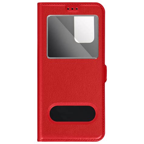 Etui z podwójnym okienkiem do Samsunga Galaxy A G i M czerwone