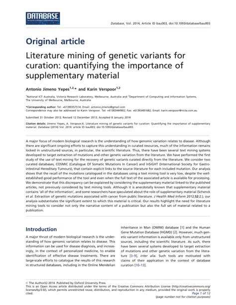 Pdf Literature Mining Of Genetic Variants For Curation Quantifying