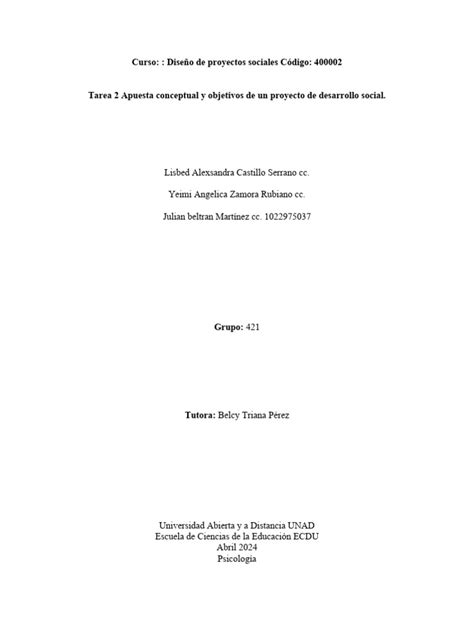 Tarea 2 Apuesta Conceptual Y Objetivos De Un Proyecto De Desarrollo