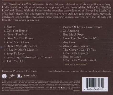 The Ultimate Luther Vandross And Luther Vandross Cd Album Muziek