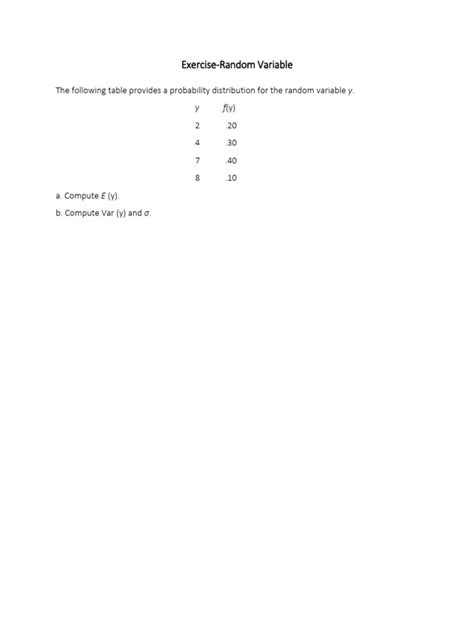 Exercise Random Variable Pdf