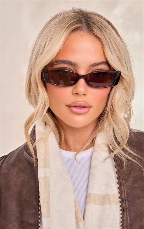 Tortoiseshell Cat Eye Slim Sunglasses Accessories Prettylittlething Ca