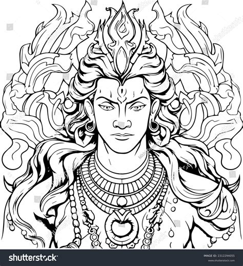 Hindu Lord Shiva Mahakaal Black White Stock Vector Royalty Free