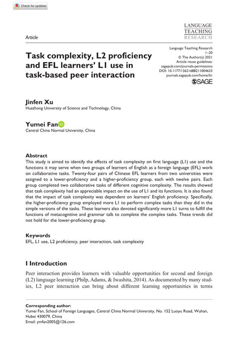 pdf task complexity l2 proficiency and efl learners l1 use in task