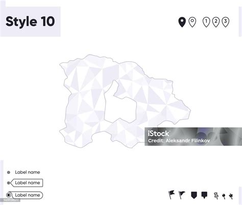 Selenge Mongolie Carte Blanche Et Grise Low Poly Carte Polygonale Plan