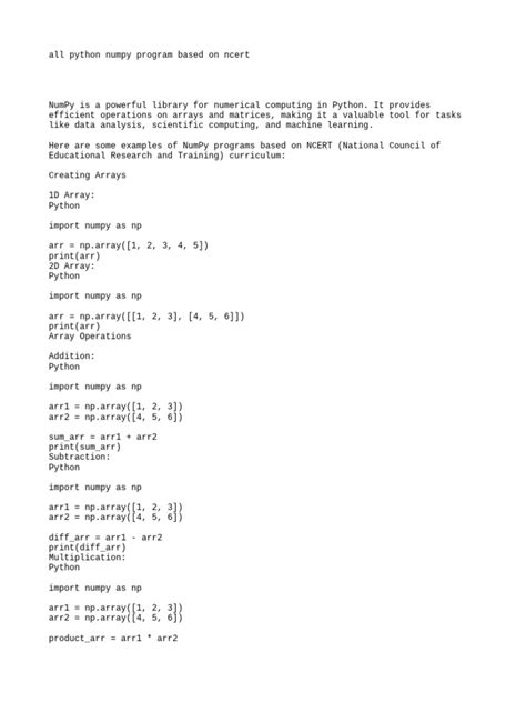 All Python Numpy Program Based On N Pdf
