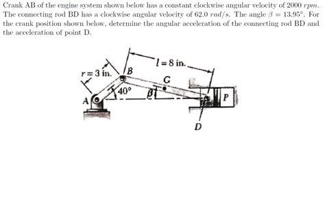 solved crank ab of the engine system shown below has a