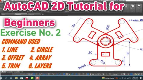 Autocad 2d Tutorial For Beginners Exercise No 2 Autocad Tutorial