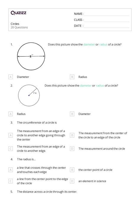 50 Circles Worksheets For 4th Class On Quizizz Free And Printable