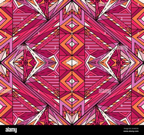 Abstract Ethnic Pattern In Pink Tones Vector Background For Your