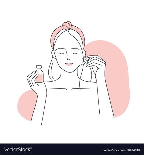 Woman Using Face Serum Royalty Free Vector Image