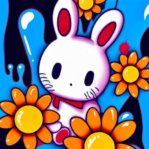 Cute Bunny Anime Art Hand Signed Wall Art Print With Mat Pop Art