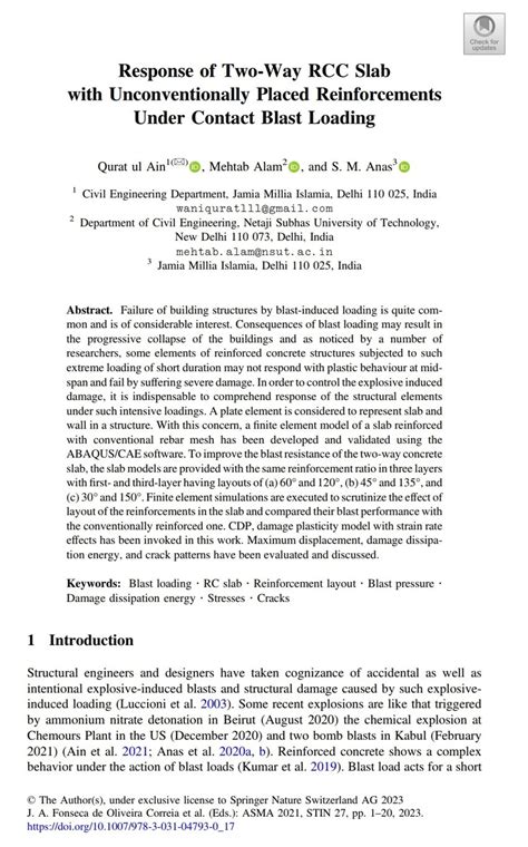 Pdf Response Of Two Way Rcc Slab With Unconventionally Placed