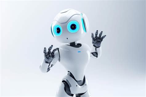 Premium Ai Image Cute Robot Helper With Artificial Intelligence Raising Hand Ai Generated