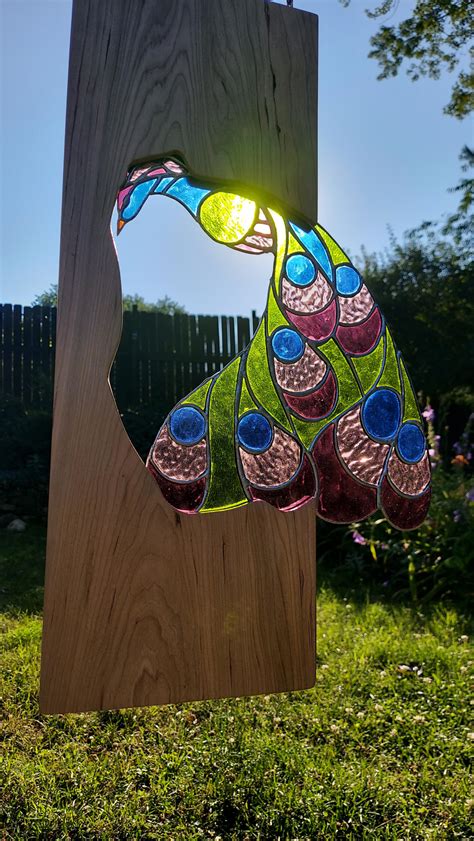 Oc Stained Glass Peacock In Singular Frame By Me Rpics