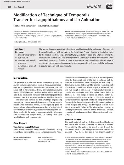 PDF Modification Of Technique Of Temporalis Transfer For