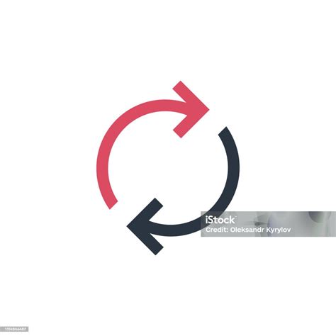 旋轉箭頭圖示向量簡單的平面符號白色背景上的完美黑色象形圖插圖向量圖形及更多動作圖片 動作 可循環要素 圓形 Istock