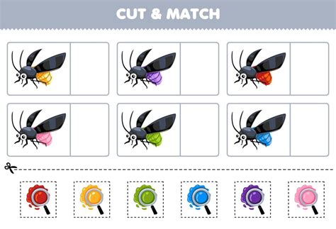 jogo de educação para crianças cortar e combinar a mesma cor da