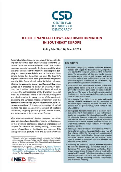 Illicit Financial Flows And Disinformation In Southeast Europe Acer