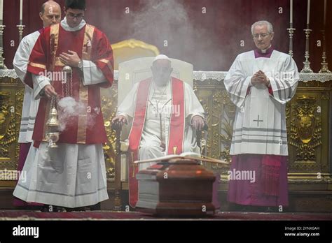 Pope Francis Center Attends The Funeral For Late Cardinal Miguel