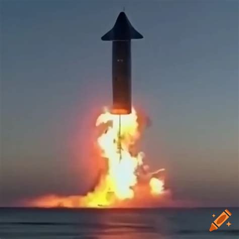 Explosion Of Spacex Starship Booster On The Launchpad On Craiyon