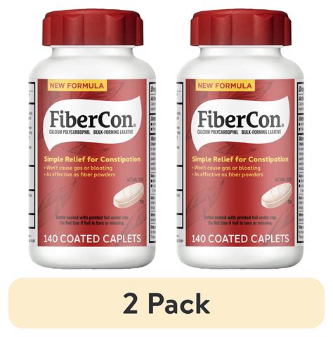 2 Pack Fibercon Constipation Relief 140 Caplets