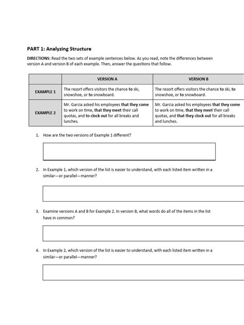 Parallel Structure 20 Pts Pdf Phrase Verb