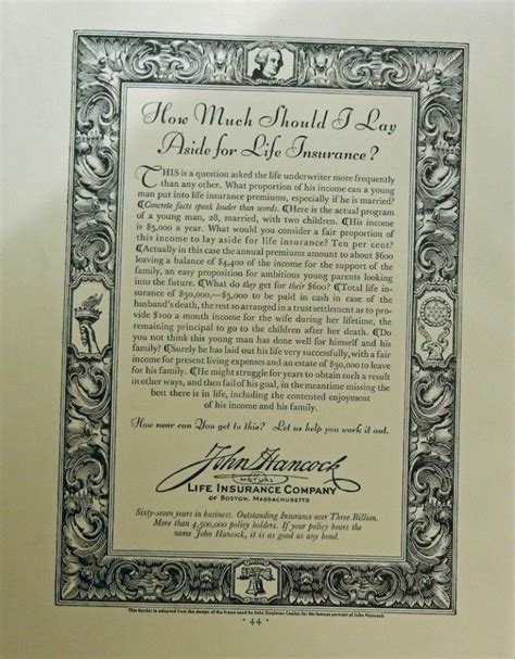 John Hancock Mutual Life Insurance Company Original Print Ad 1930 B W
