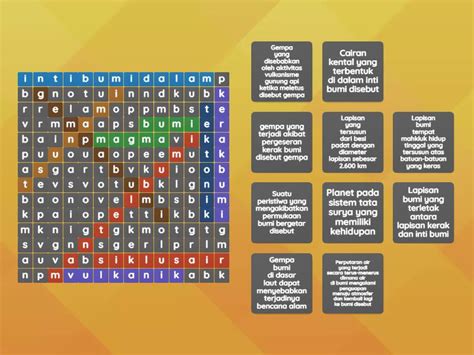 BAB 4 Ayo Berkenalan Dengan Bumi Kita Wordsearch