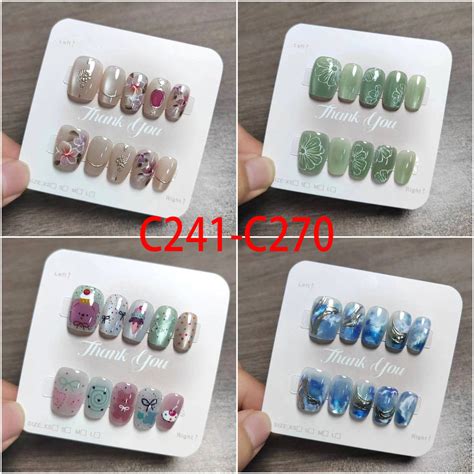 10 Pcsset Cat Eye Fake Nails Handmade Fake Nails Ice Penetrating
