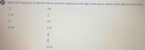 Solved Match Each Expression On The Left With An Equivalent Expression