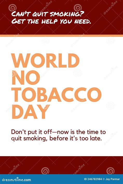 Orange And White World No Tobacco Day Poster Stock Illustration