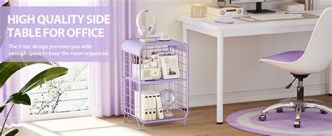 Apexchaser Cute Nightstand 3 Tier Metal Side Table With