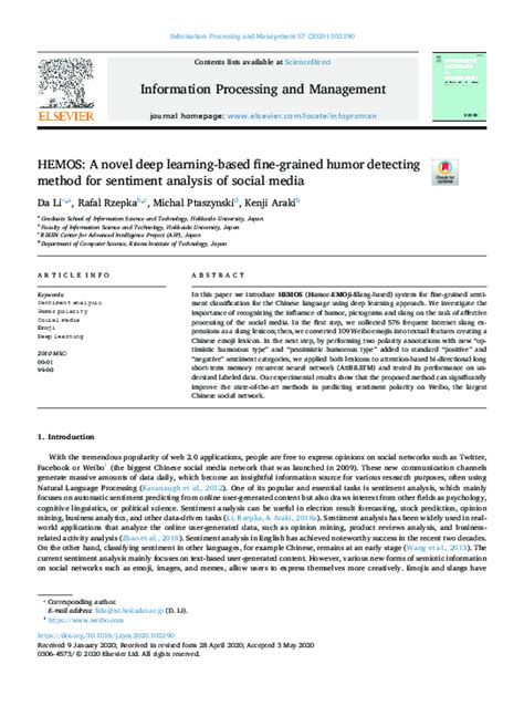 Pdf Hemos A Novel Deep Learning Based Fine Grained Humor Detecting Method For Sentiment