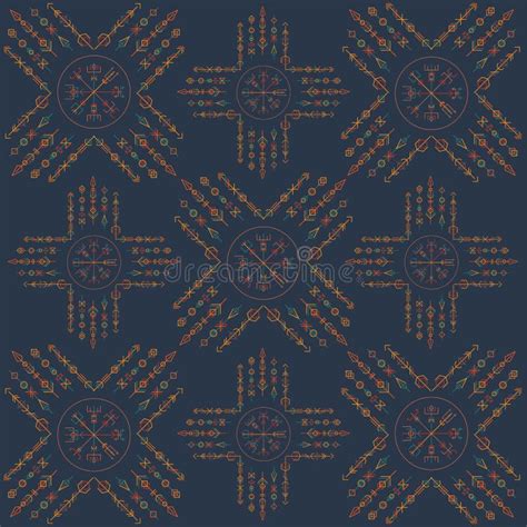 Dark Runic Boho Color Seamless Pattern Stock Vector Illustration Of