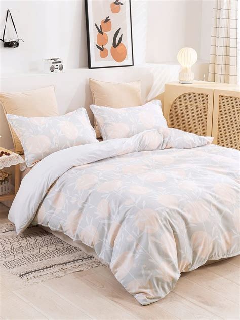 Plant Print Duvet Cover Set Without Filler