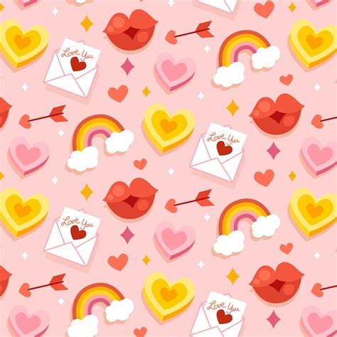 Free Vector Flat Design Groovy Love Pattern