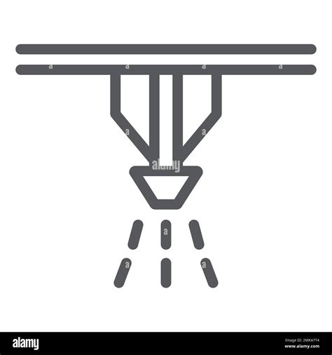 Fire Sprinkler System Line Icon Protection And Fire Fire Detector Sign Vector Graphics A