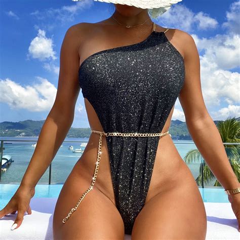 Trendvibe365 Womens One Piece Swimsuits Sexy Glitter Sparkly One