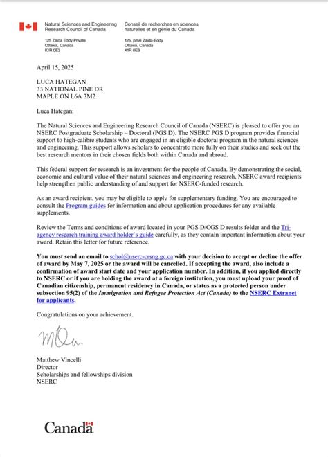 Excited To Share That I Was Selected As An Nserc Pgsd Recipient Luca