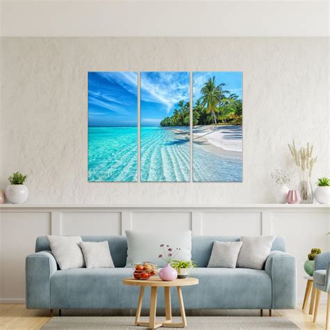 Quadro Moderno Pezzi Stampa Su Tela GRANDE QUADRO X Cm TROPICAL PARADISE Spiaggia